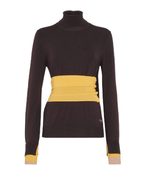 Fendi Long-sleeved Ribbed Wool Jumper With Embroidered Logo - Deep Purple
