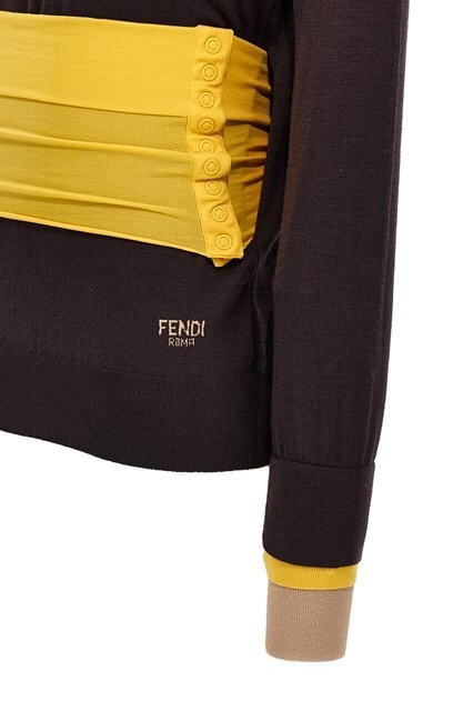 Fendi Long-sleeved Ribbed Wool Jumper With Embroidered Logo