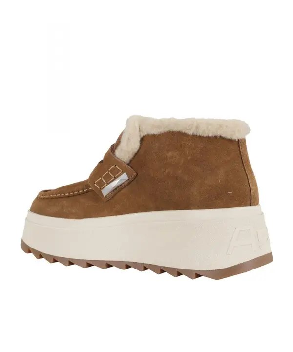 Ash Round-toe Platform Boots - Brown