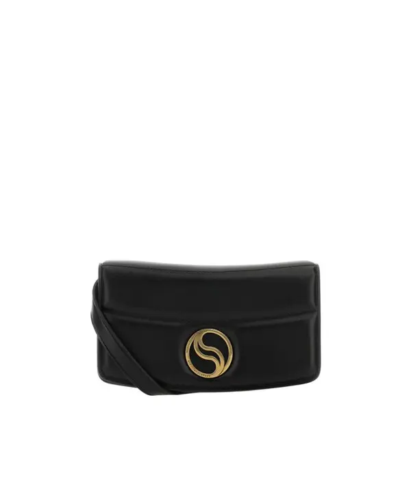 Stella McCartney S-wave Logo Plaque Padded Wallet On Strap