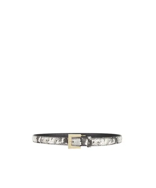 ANINE BING Nicola Buckle Leather Belt - White/black