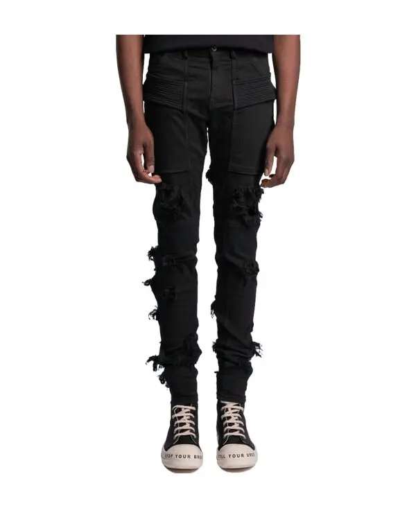 Rick Owens Distressed Denim Trousers - Black