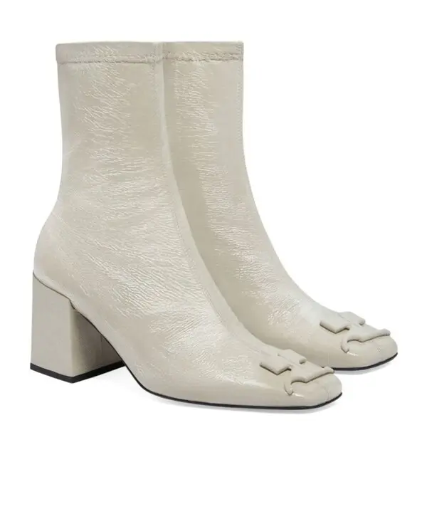 COURREGES Square Toe Zip Detailed Ankle Boots - Nude