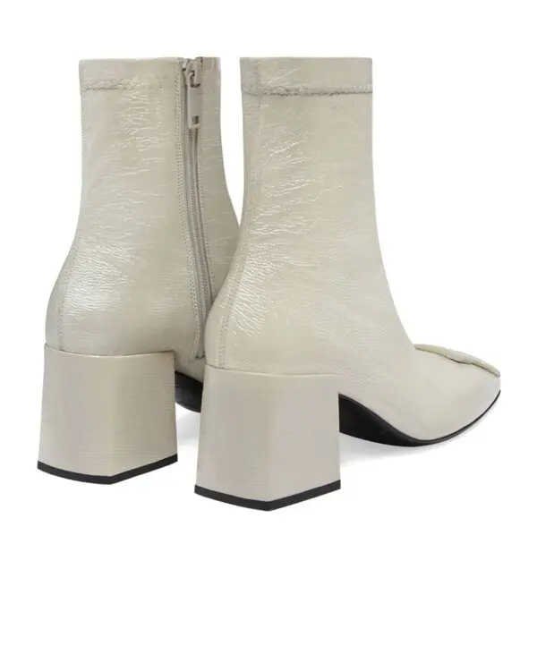 COURREGES Square Toe Zip Detailed Ankle Boots - Nude