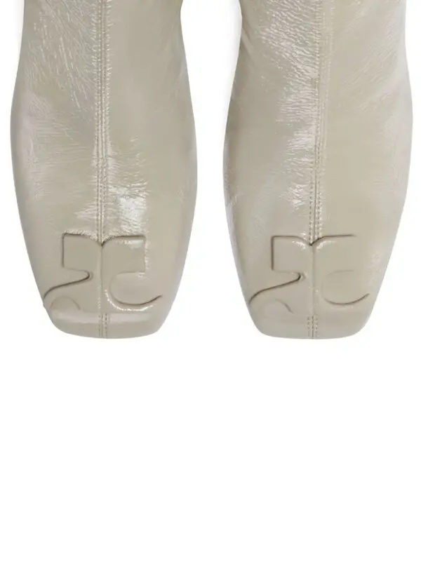 COURREGES Square Toe Zip Detailed Ankle Boots - Nude