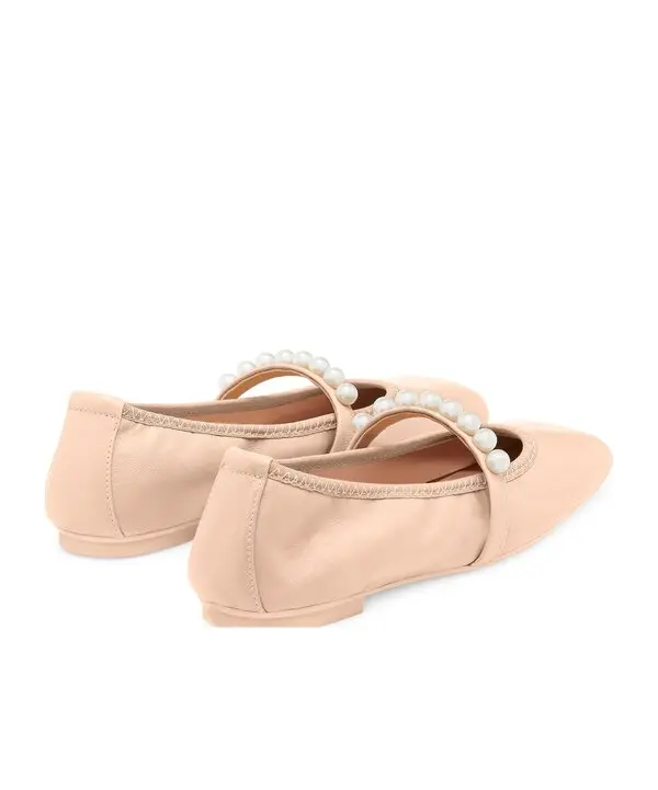 STUART WEITZMAN Goldie Ballerina Flats With Pearl Embellishment - Powder