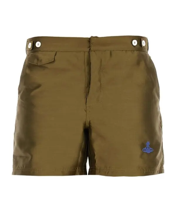 VIVIENNE WESTWOOD Orb-embroidered Bermuda Shorts - Green