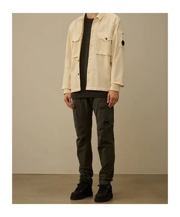 C.P. COMPANY Len Detaield Buttoned Corduroy Overshirt - Beige