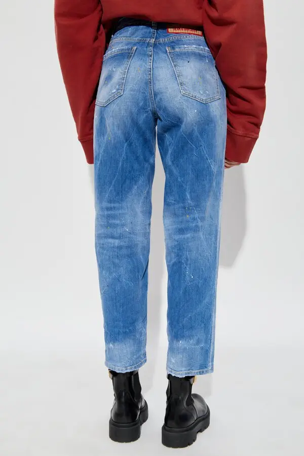 Dsquared2 Straight Leg Jeans With Distressed Detail - Blue