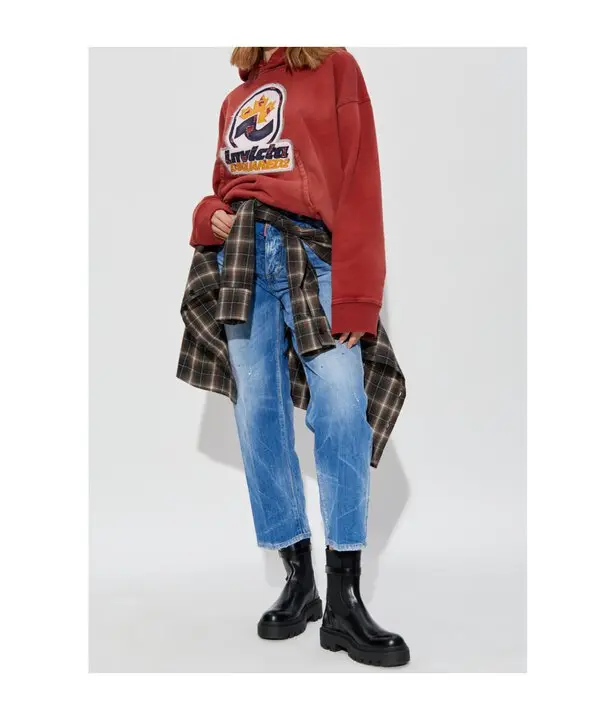 Dsquared2 Straight Leg Jeans With Distressed Detail - Blue
