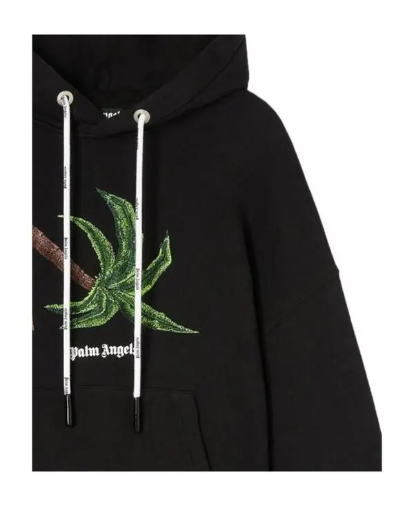 Palm Angels Embroidered Drawstring Hoodie - Black