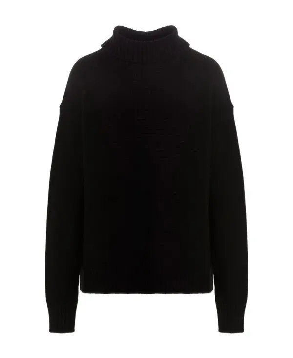 JIL SANDER Roll Neck Knitted Jumper - Black