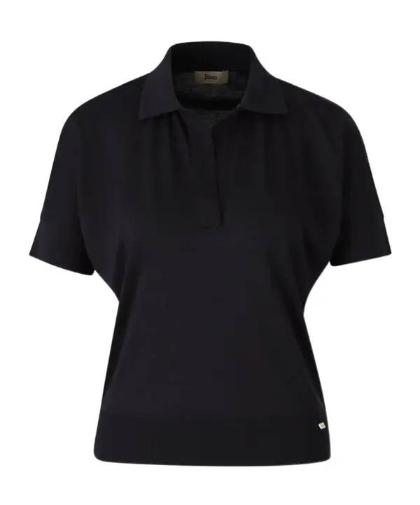 Herno Ribbed-hem Polo T-shirt - Navy Blue