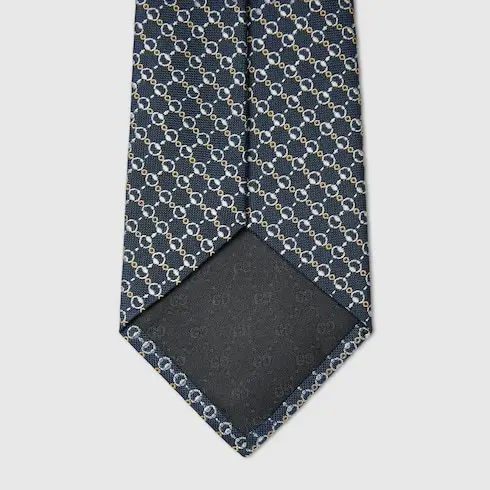 Gucci Logo Jacquard Tie - Navy Blue