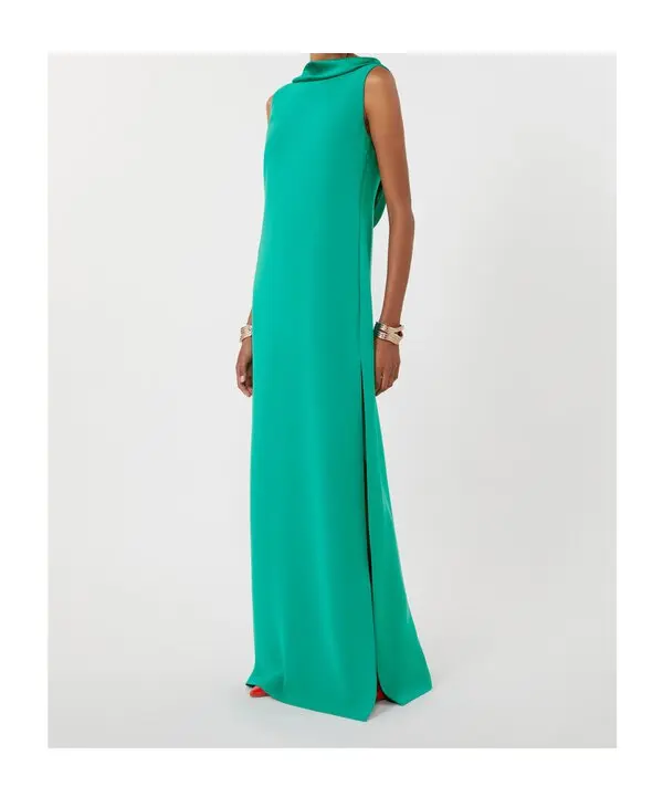 Max Mara Sleeveless Maxi Dress With Plunging Back And Side Slit - Green