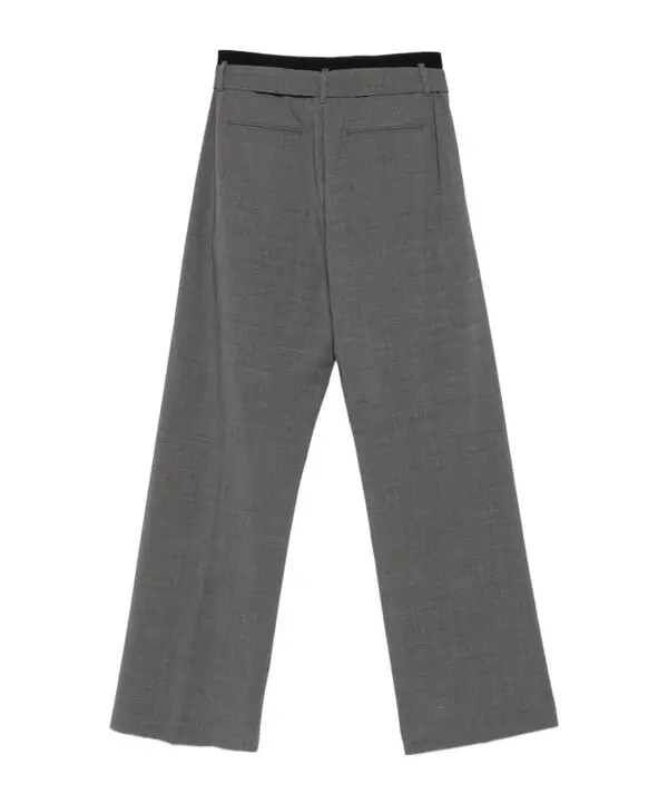MSGM Belted Pleated Straight Leg Trousers