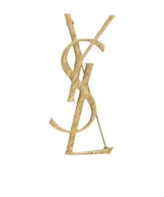Saint Laurent Logo Letter Bar-pin Fastened Brooch - Yellow