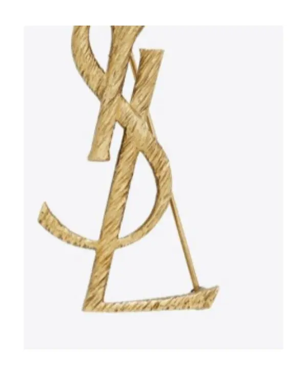 Saint Laurent Logo Letter Bar-pin Fastened Brooch - Yellow