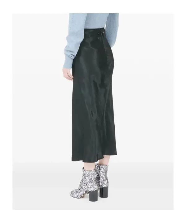 MAISON MARGIELA Bias-cut Satin Midi Skirt - Black