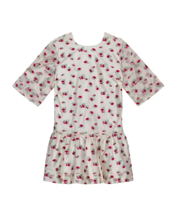 GANNI Floral Print Mini Dress - Nude