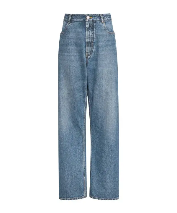 Alaïa Contrast-stitch Straight Leg Jeans - Blue