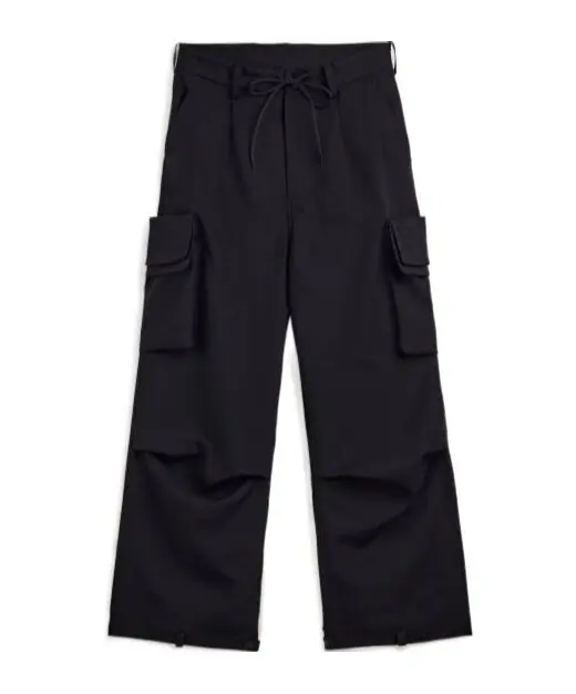 Y3 Cargo Trousers With Adjustable Drawstring Waist And Snap-button Hems
