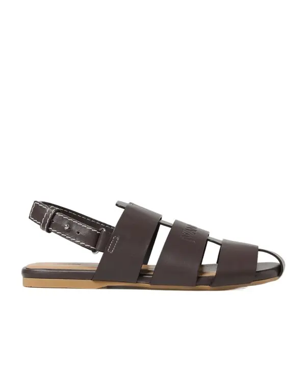 J.W.ANDERSON Strappy Embossed Logo Flat Sandals - Black