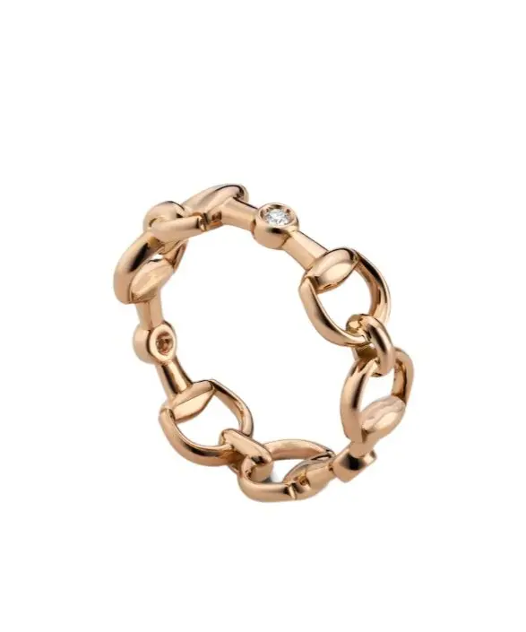 Gucci Horsebit Diamond Ring In 18k Gold