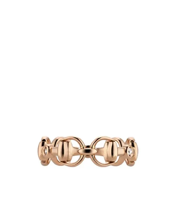 Gucci Horsebit Diamond Ring In 18k Gold