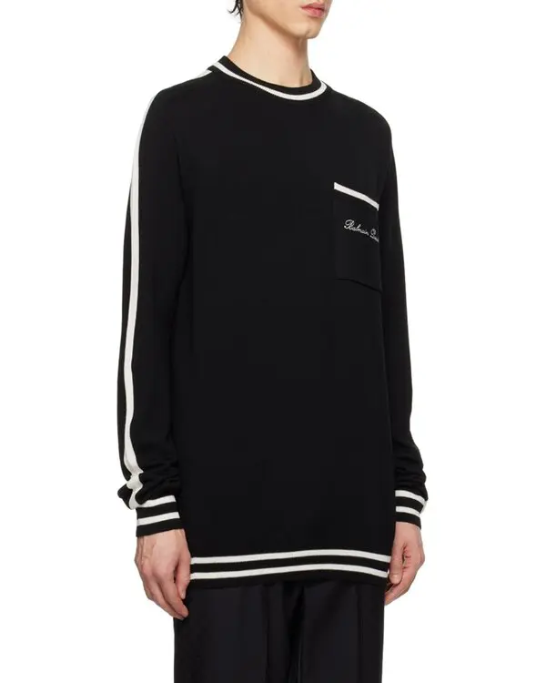 Balmain Knitted Jumper With Logo Embroidery And Contrast Trims