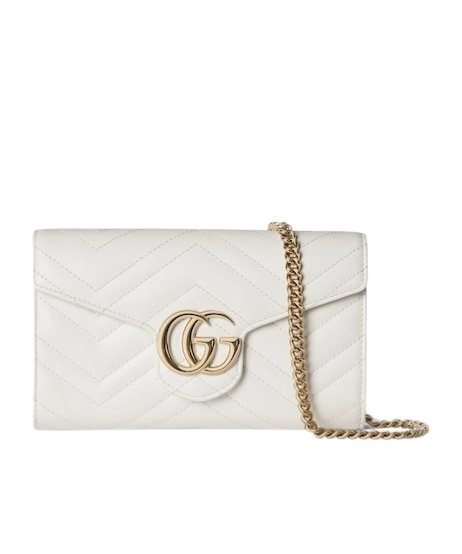 Gucci Logo Plaque Quilted Clutch Bag - White