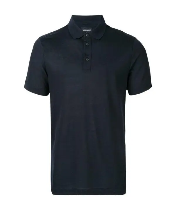 Giorgio Armani Fine-knit Polo Shirt - Black