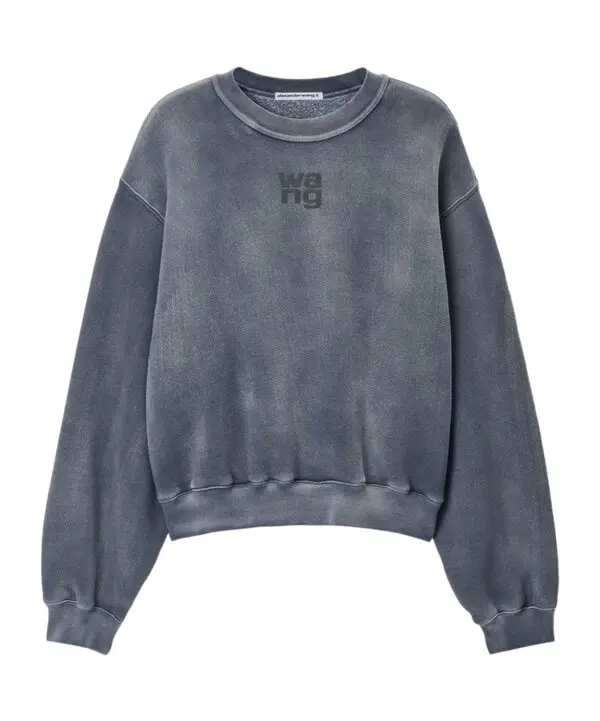 Alexander Wang Logo Embossed Crewneck Sweatshirt - Asphalt