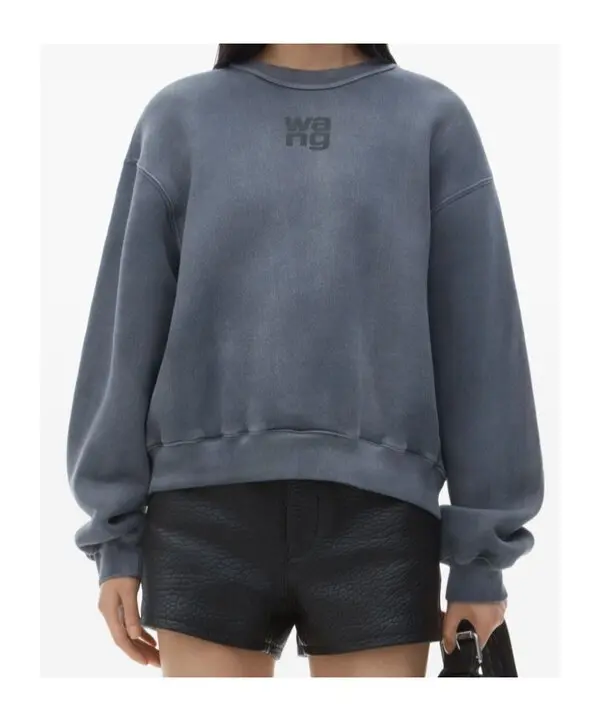 Alexander Wang Logo Embossed Crewneck Sweatshirt - Asphalt