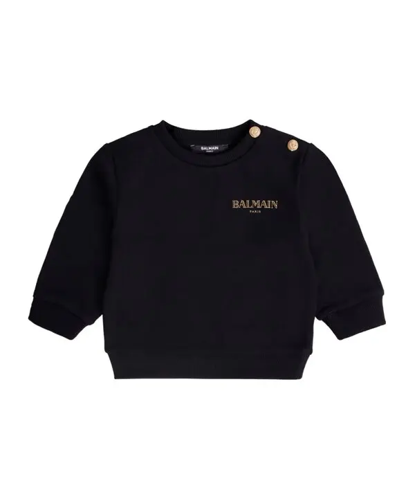 Balmain Logo-embellished Sweatshirt With Ribbed Details - Black