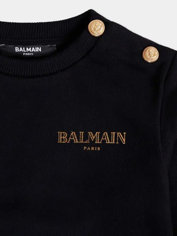 Balmain Logo-embellished Sweatshirt With Ribbed Details - Black