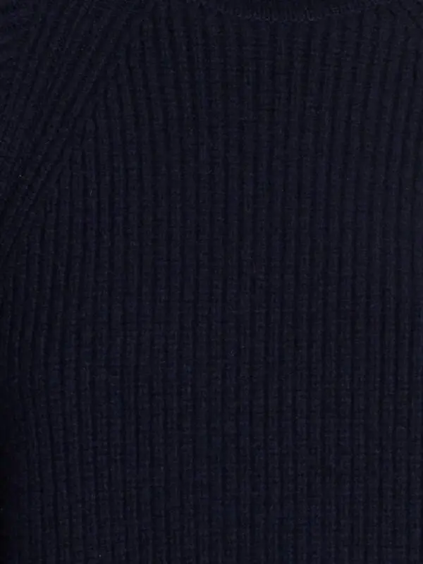 Balmain Ribbed-knit Logo-patch High Neck Sweater - Blue