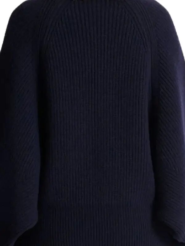 Balmain Ribbed-knit Logo-patch High Neck Sweater - Blue