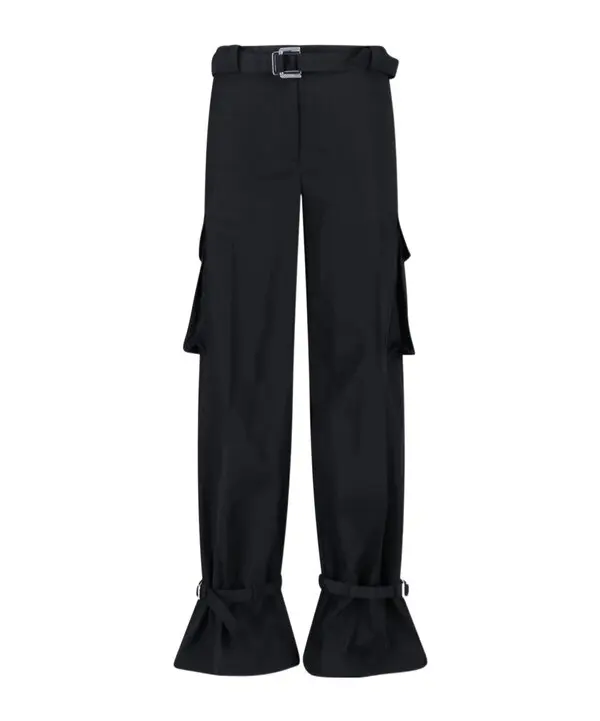 Attico Belted Long Cargo Pants - Black