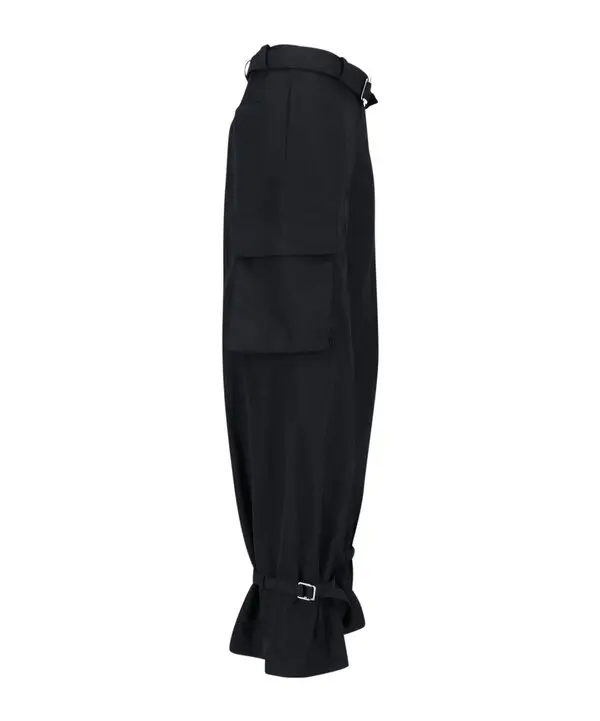 Attico Belted Long Cargo Pants - Black
