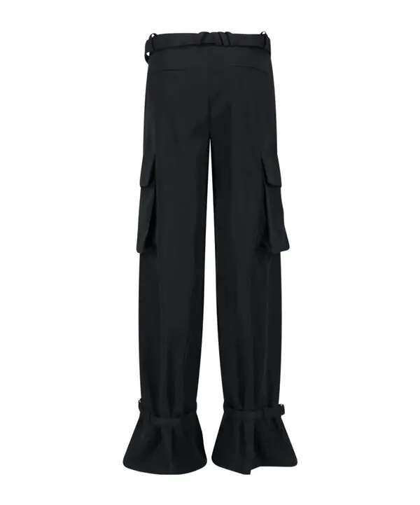 Attico Belted Long Cargo Pants - Black