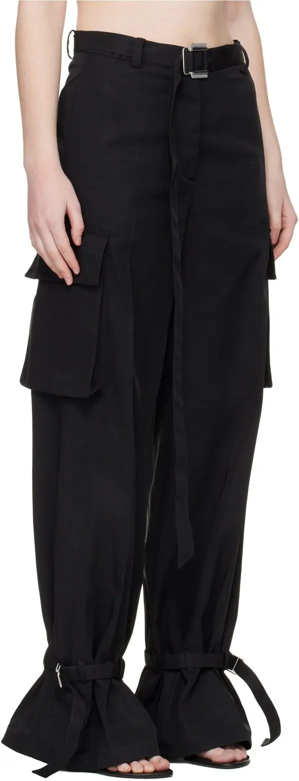 Attico Belted Long Cargo Pants - Black