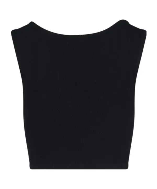 VIVIENNE WESTWOOD Orb Embroidered Ribbed Cropped Top - Black