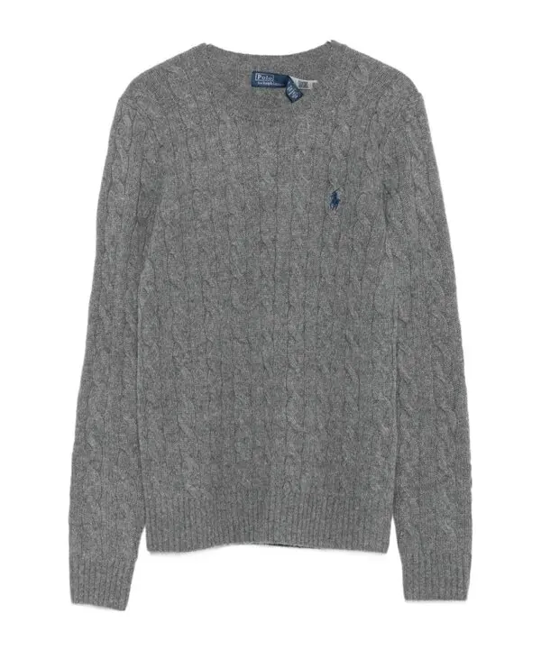 Polo Ralph Lauren Cable-knitted Jumper With Embroidered Logo - Grey