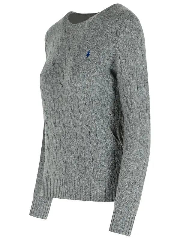 Polo Ralph Lauren Cable-knitted Jumper With Embroidered Logo - Grey