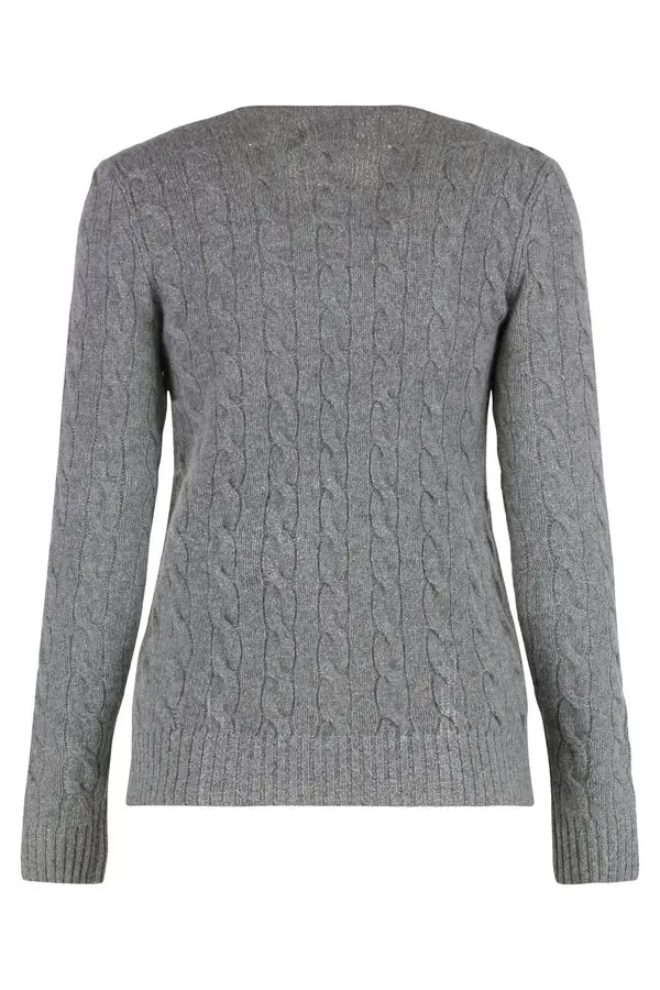 Polo Ralph Lauren Cable-knitted Jumper With Embroidered Logo - Grey