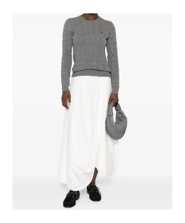 Polo Ralph Lauren Cable-knitted Jumper With Embroidered Logo - Grey