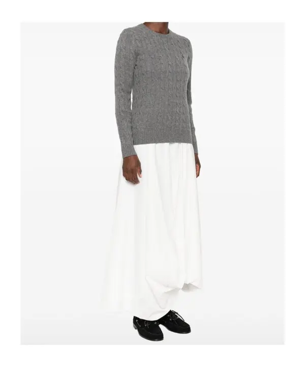 Polo Ralph Lauren Cable-knitted Jumper With Embroidered Logo - Grey
