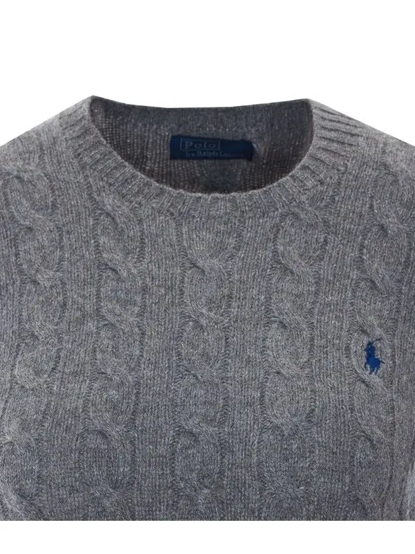 Polo Ralph Lauren Cable-knitted Jumper With Embroidered Logo - Grey