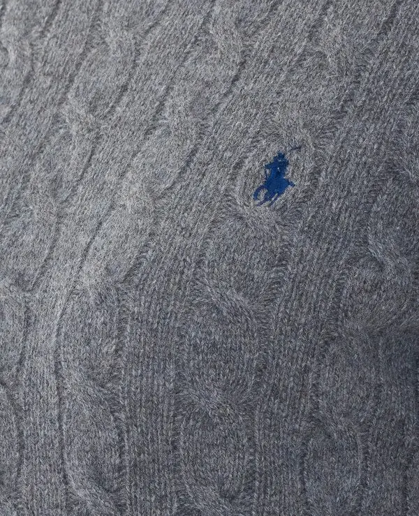 Polo Ralph Lauren Cable-knitted Jumper With Embroidered Logo - Grey